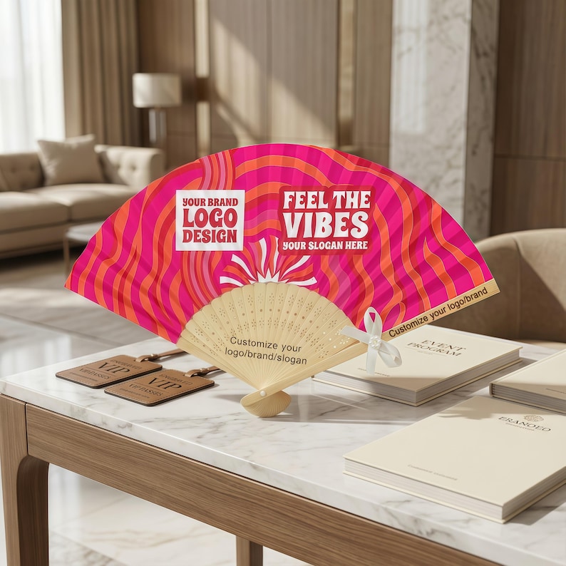 Business Logo Folding Fan • Custom Printed Branding Fans for Events ...