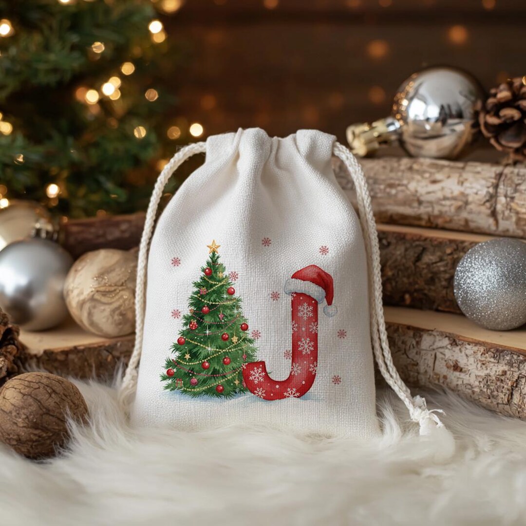 Personalized Santa Sack Christmas Letter Bag With Initial, Tree, Hat ...