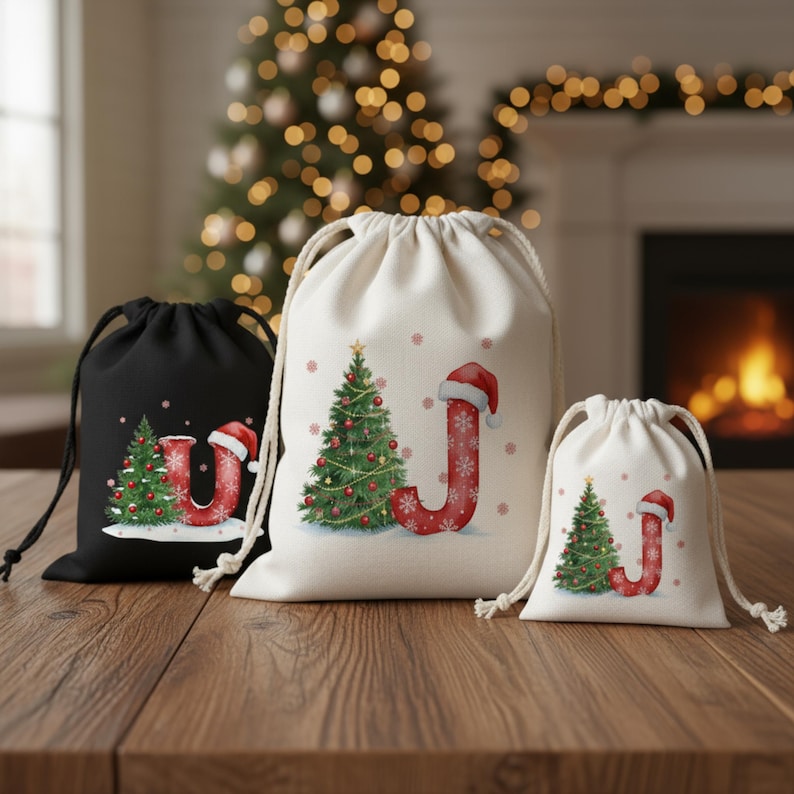 Personalized Santa Sack Christmas Letter Bag With Initial, Tree, Hat ...