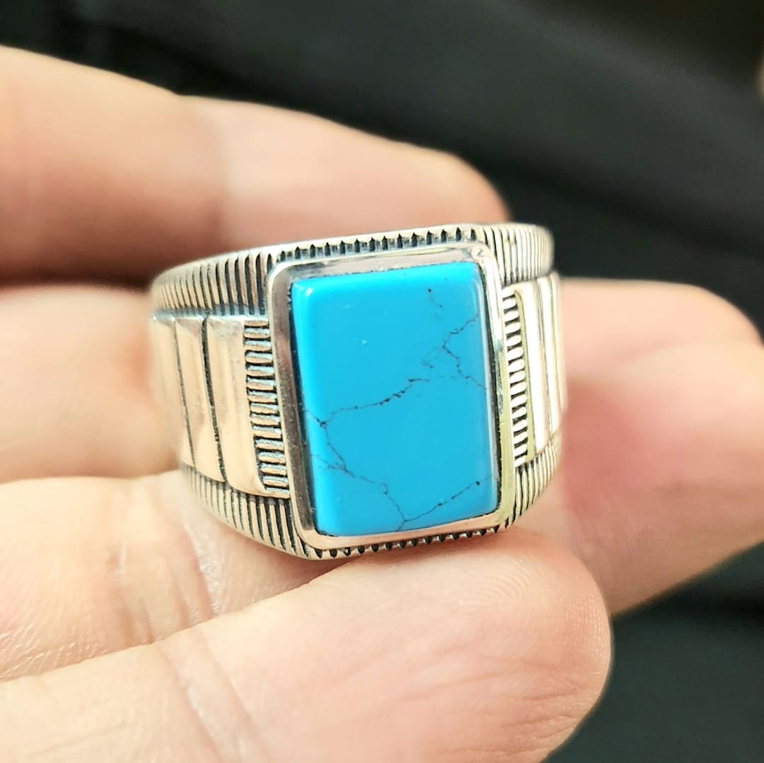 Men Turquoise Ring - Native American Turquoise Ring - Gift for Him ...