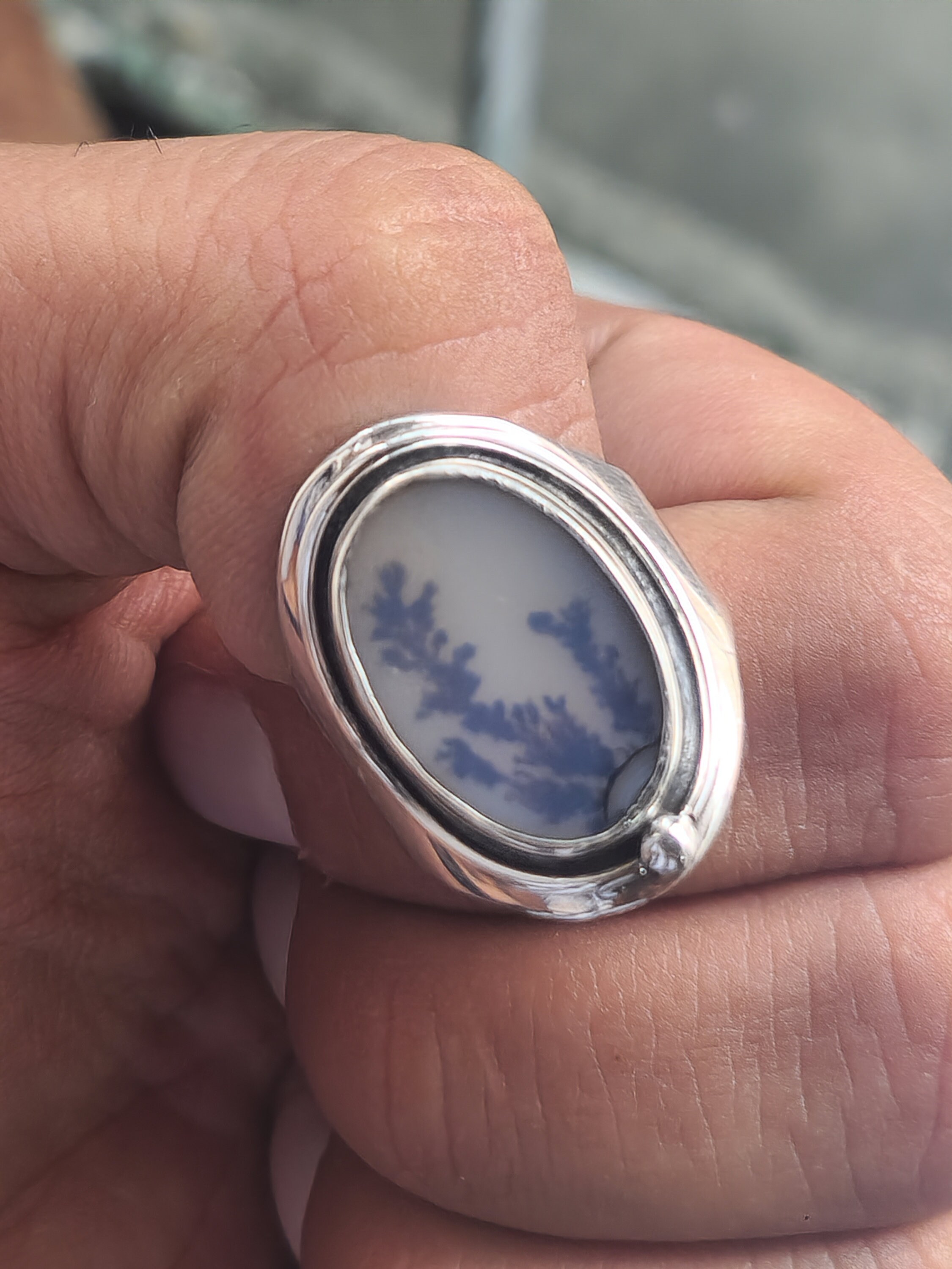Dendritic Agate Ring Oval Cut Ring Handmade Silver Ring 925 Sterling Silver Scenic Agate Ring ...