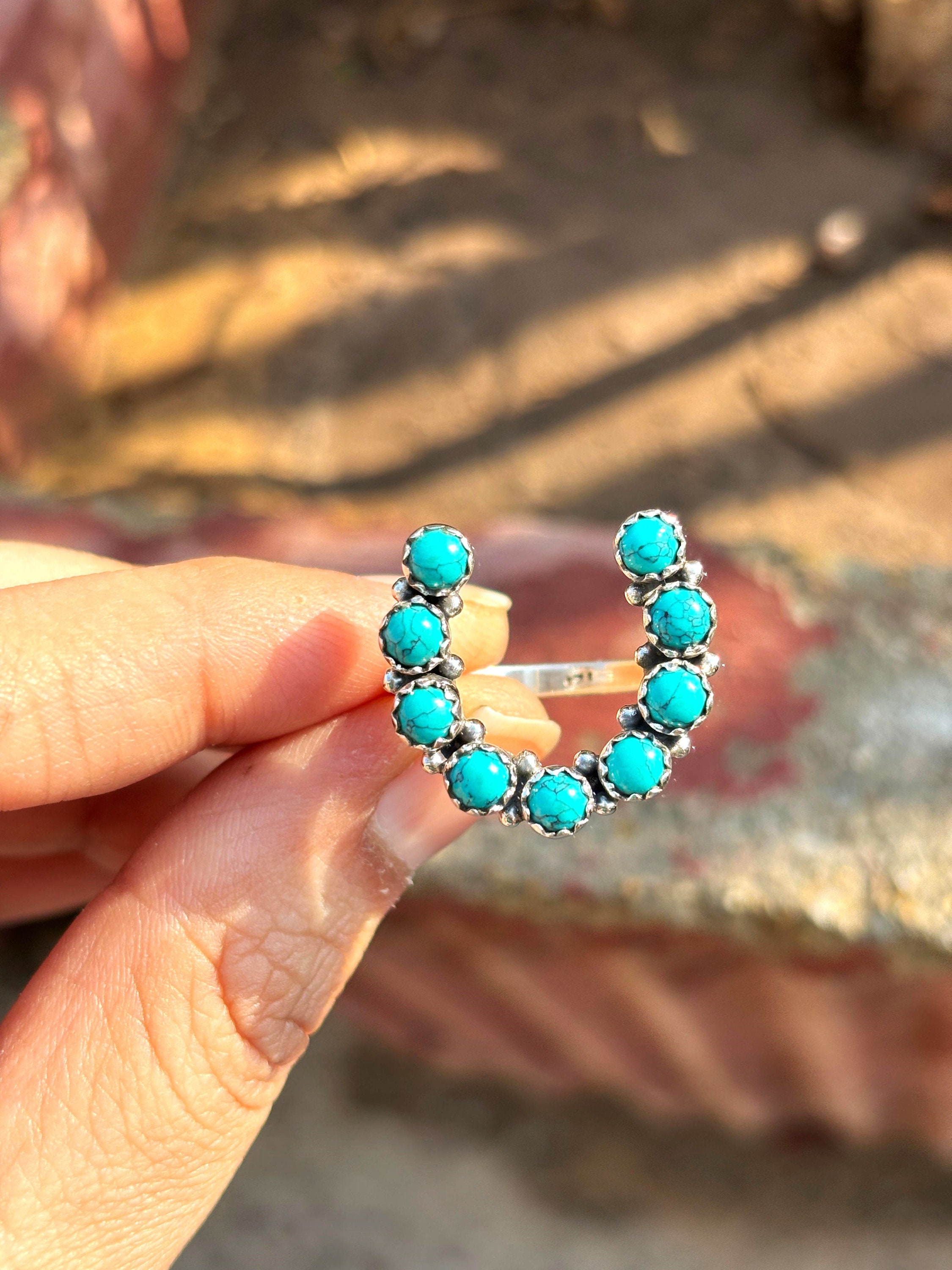Sterling Silver Kingsman Turquoise Horseshoe Ring - Handmade Cowboy ...