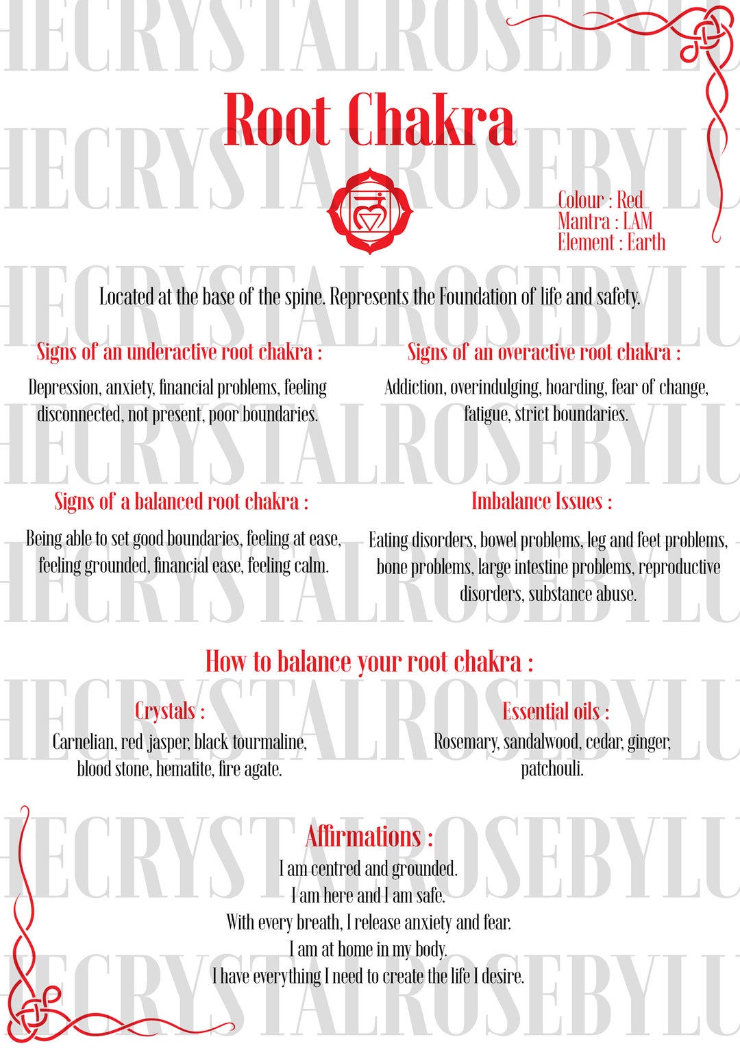 Root Chakra Guide- Digital Download, Printable - Etsy