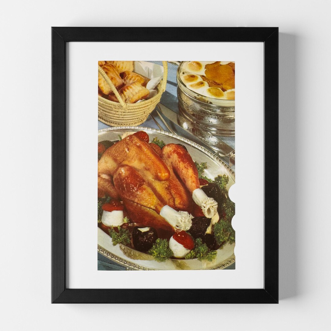 Turkey Dinner Table Setting - Vintage Cookbook Illustration (1953) - Etsy