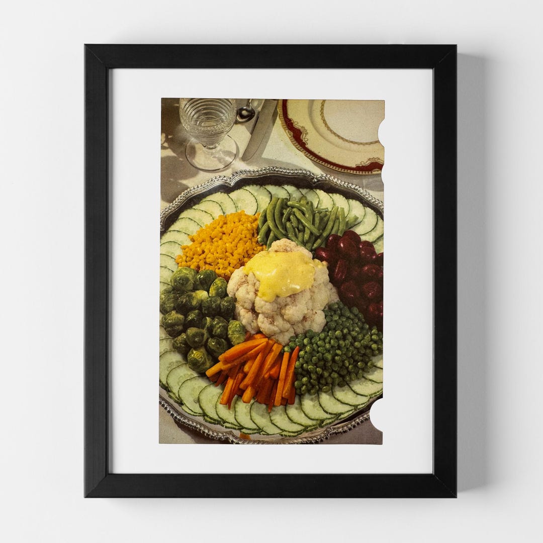 Retro 1953 Cookbook Illustration - Vegetable Platter With Cauliflower ...