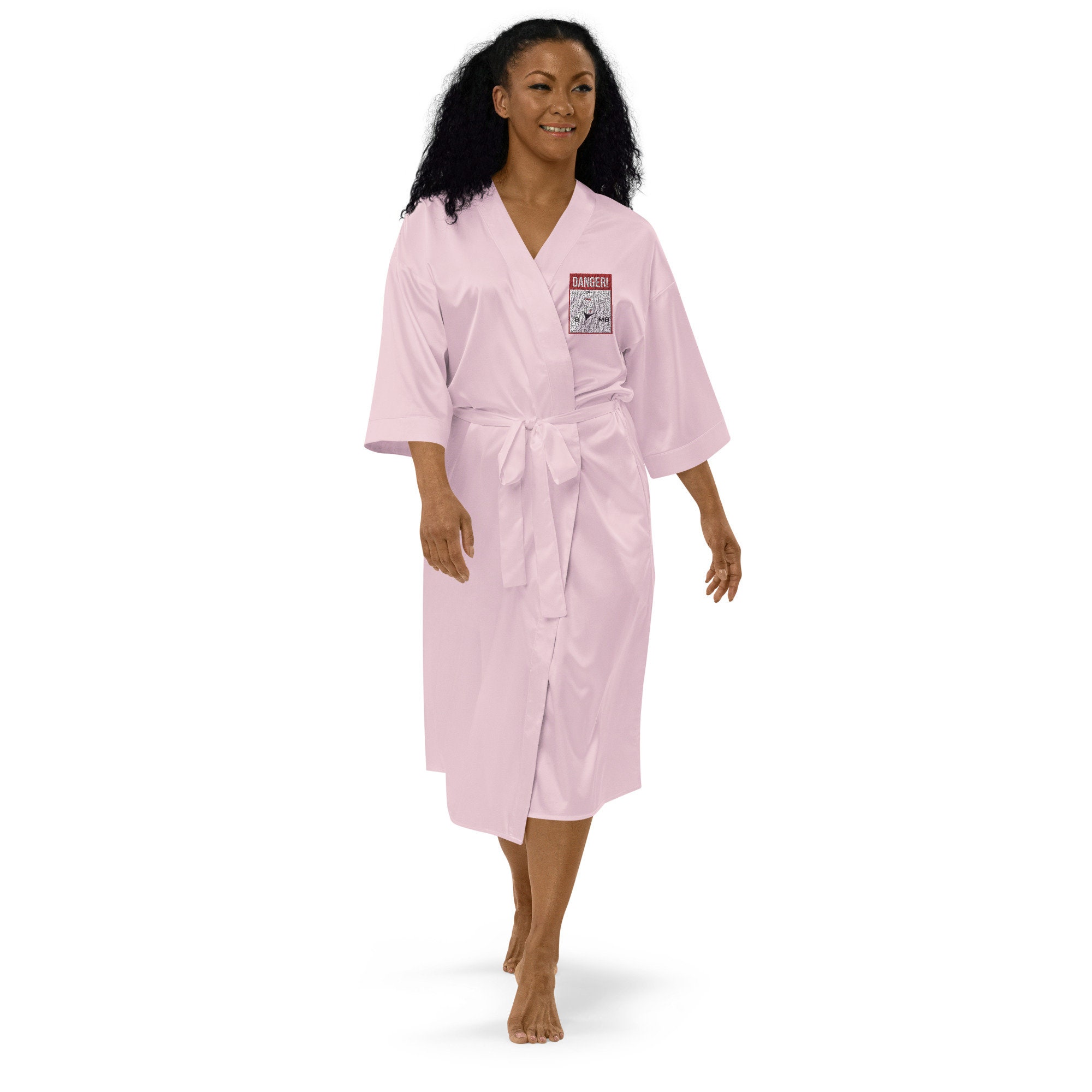 Danger She is Boomb Kimono Embroidery Satin Robe - Etsy