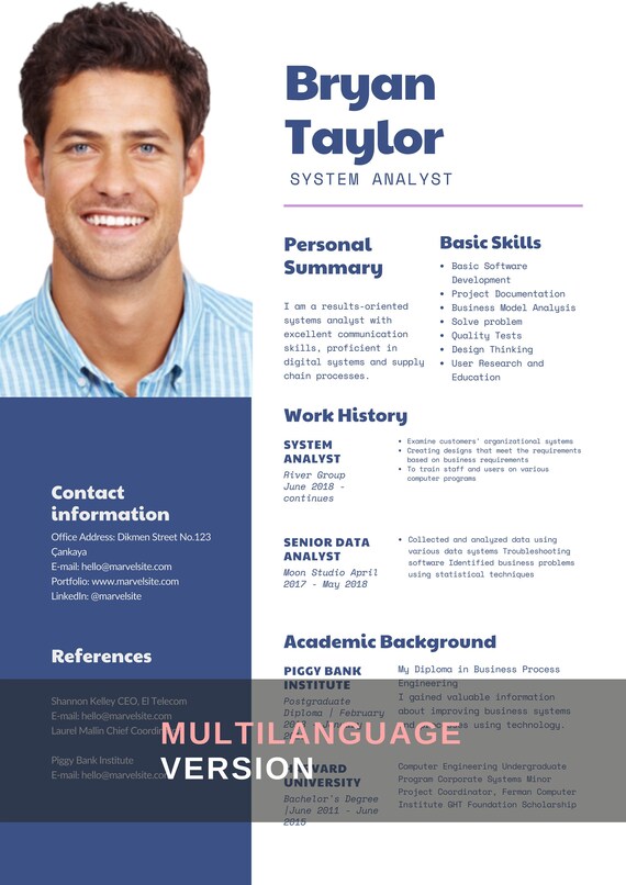 Brand New Smart Printable CV Best Template 2022 Design | Etsy