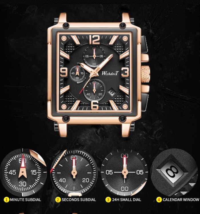 MEN SPORT Watch Chronograph Square Watch Luxury Leather - Etsy Australia