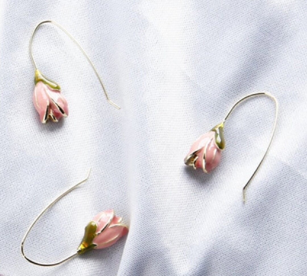 TULIP DROP EARRINGS Unique Drop Earrings Long Earrings Pink Tulip ...