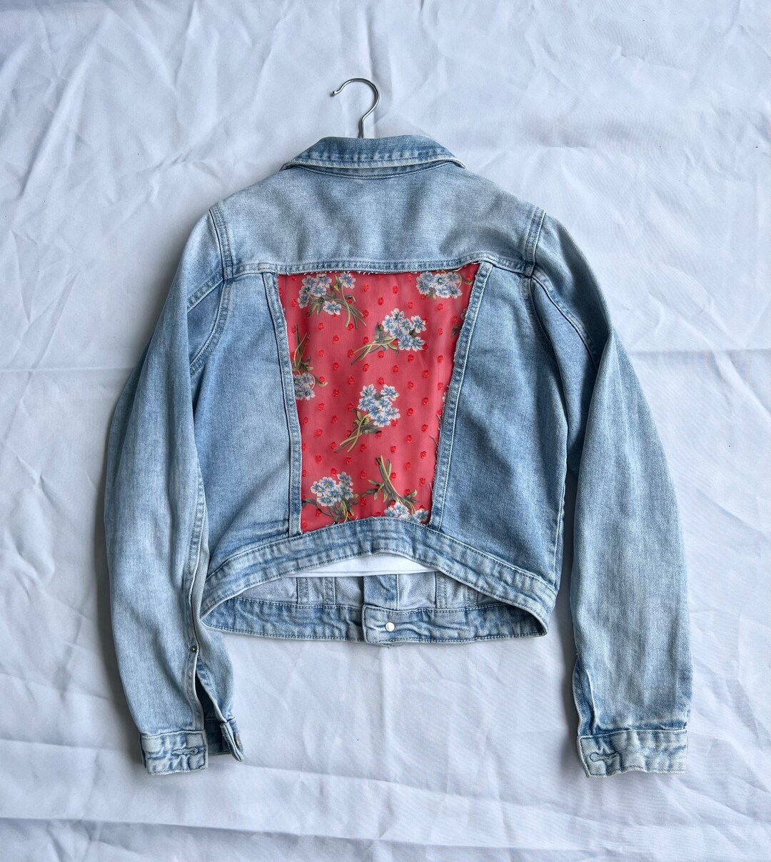 Upcycled Girls Denim Jean Jacket With Mesh Back Panel Size 11-12 - Etsy