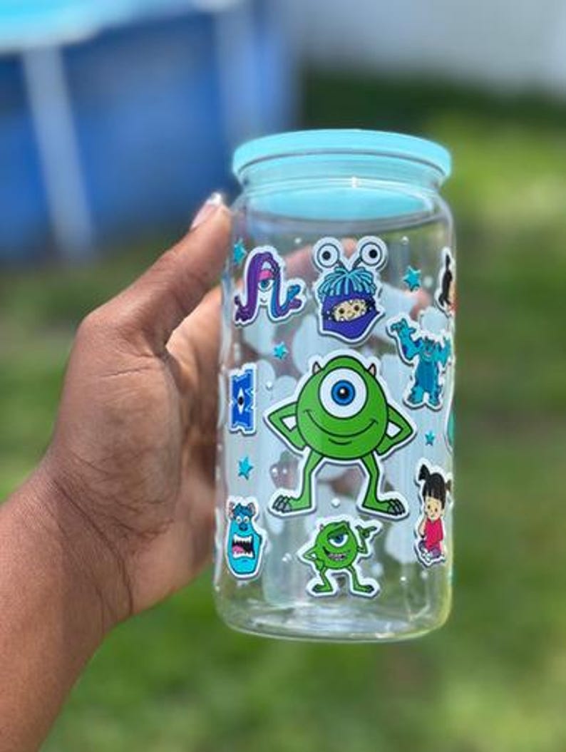 Plastic Monster's Inc Cup With Blue Lid and Fun Character Design for ...