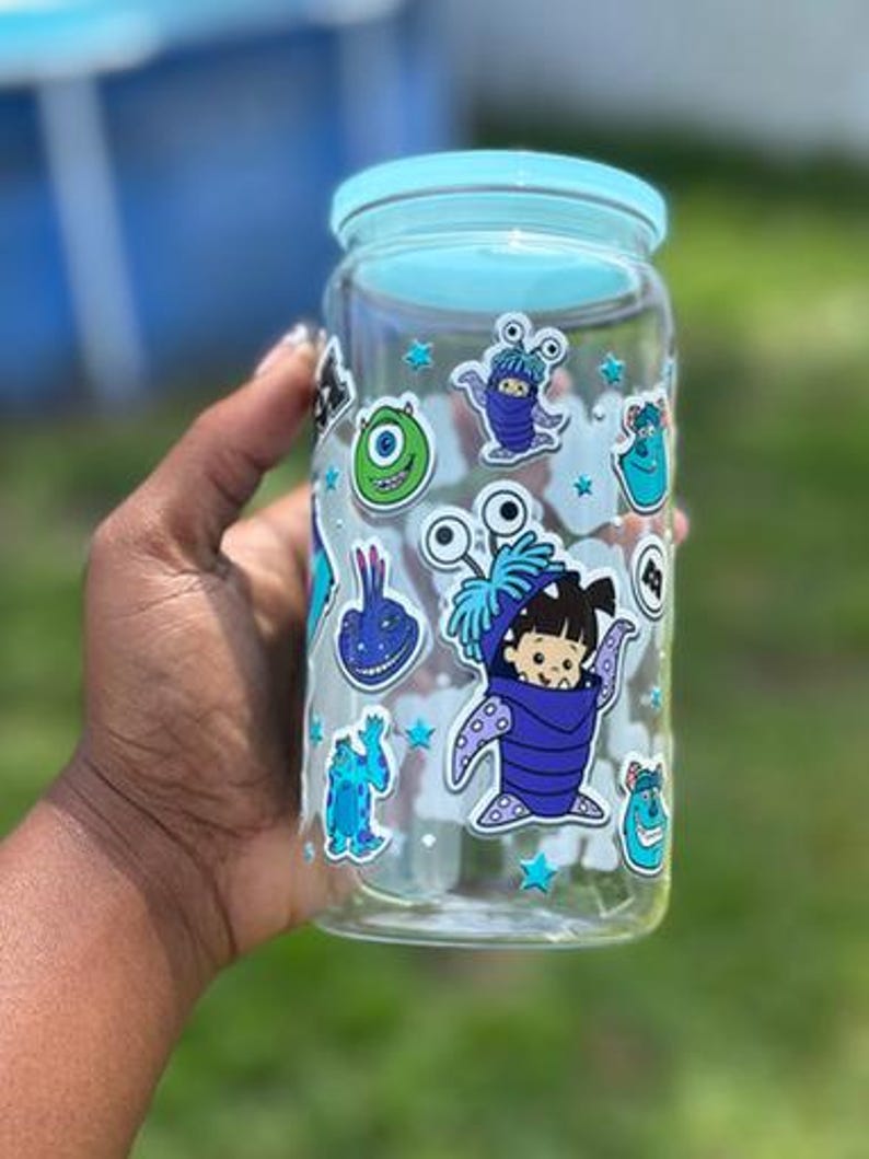 Plastic Monster's Inc Cup With Blue Lid and Fun Character Design for ...