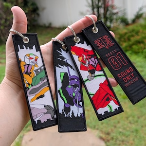 Evangelion Jet Tag Double-sided Anime Embroidered Woven Manga Keychain ...