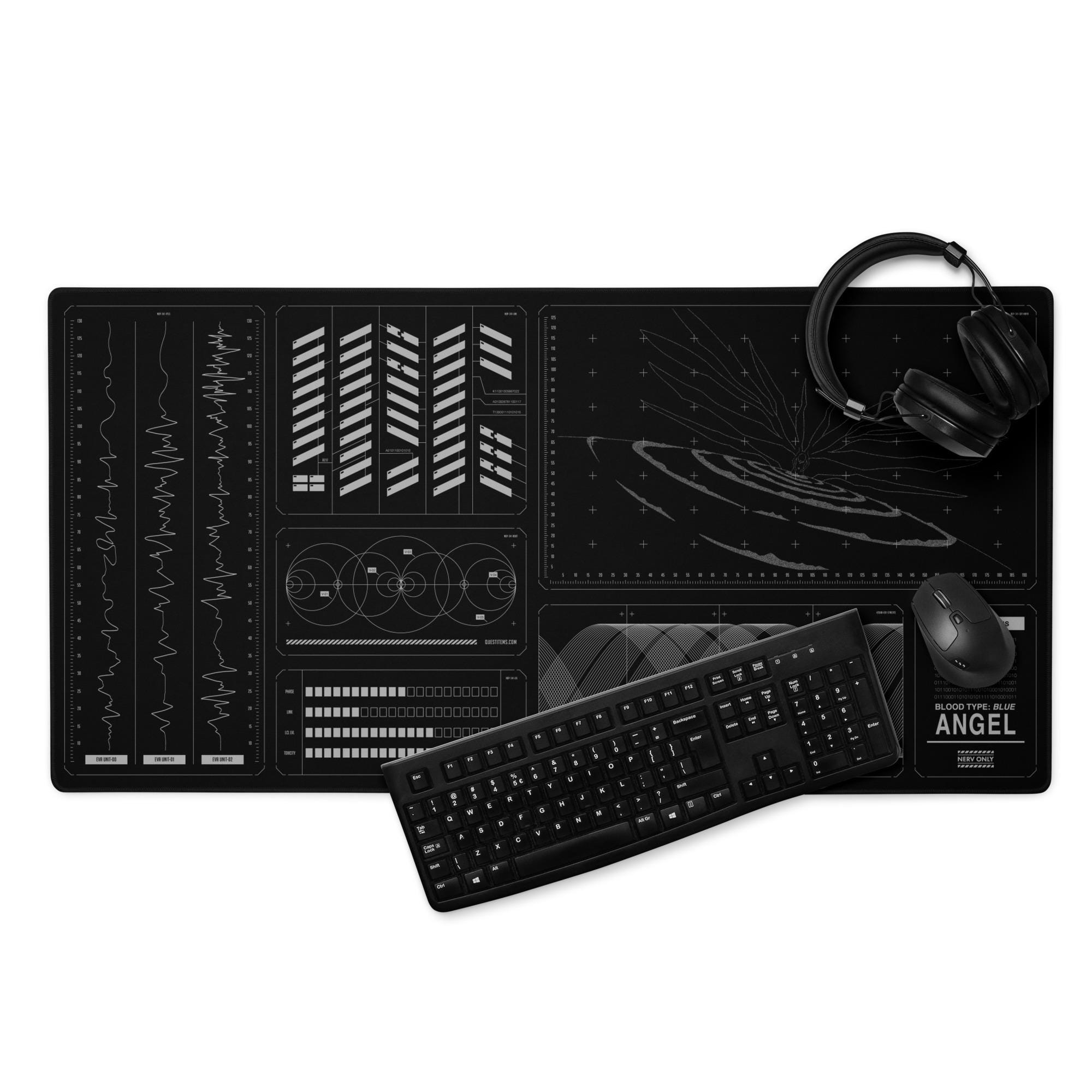 Evangelion Nerv Inspired Gaming Mousepad: Anime Computer Technical ...