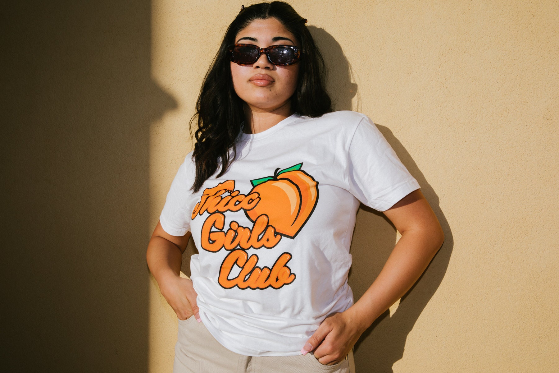 Peachy Perfection: Thicc Girls Club Peach Drip Logo White Tee Flaunt ...