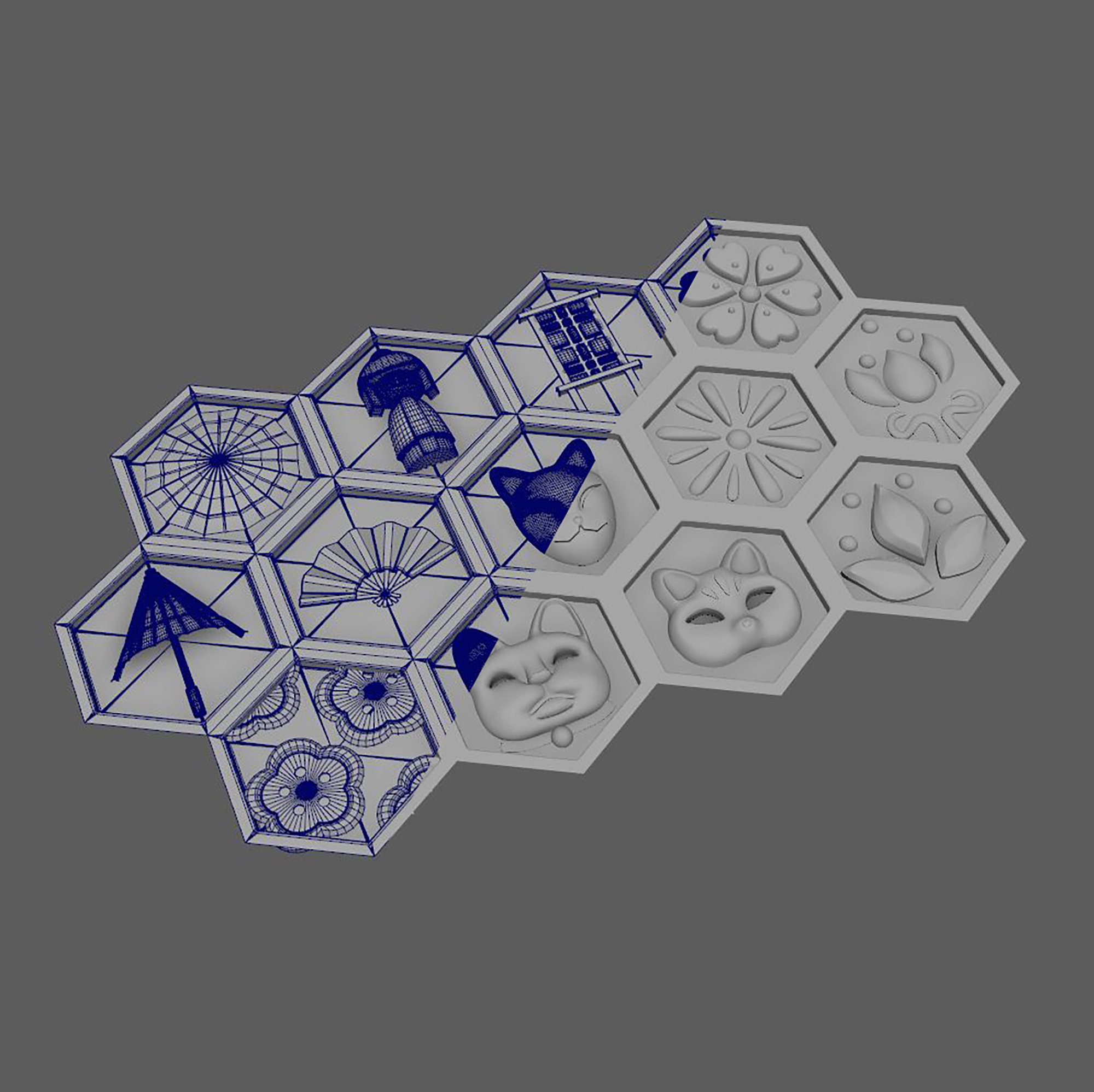 Digital Japanese Inspired Icon Pattern Woodcarving, 3D Model, CNC Files ...