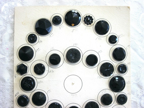 Antique / Vintage Victorian Black Glass Button Display / - Etsy