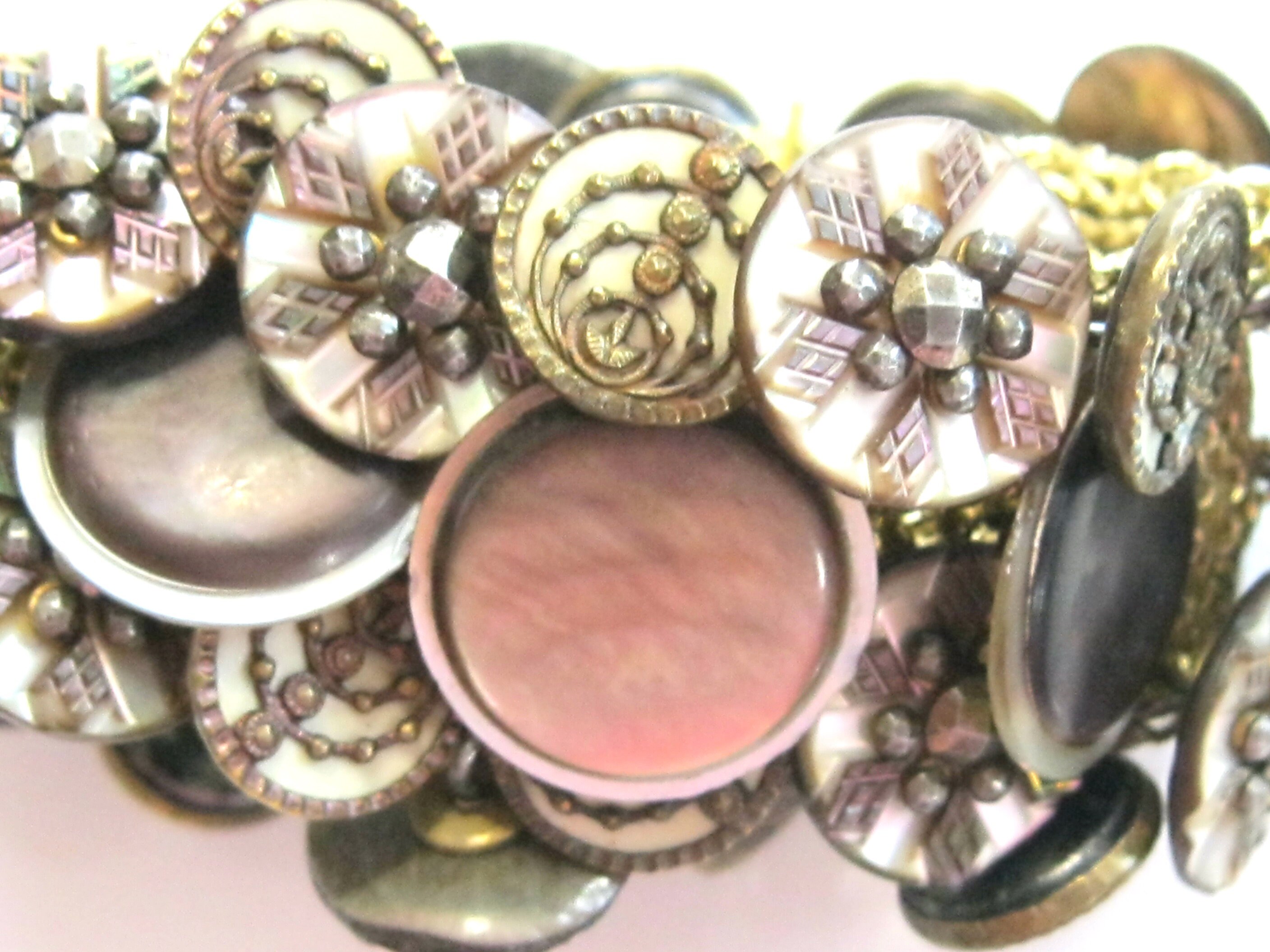 Rare Antique Button Display Stretch Bracelet 1700's Star Cut Steel ...