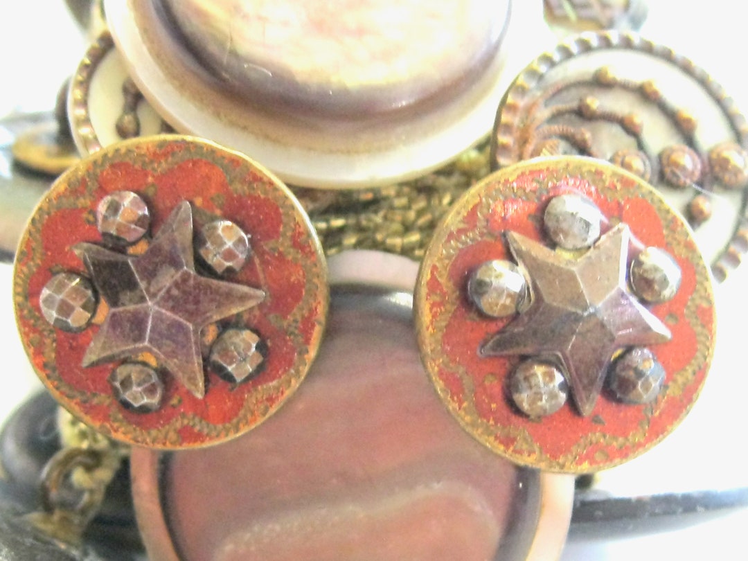 Rare Antique Button Display Stretch Bracelet - 1700's Star Cut Steel ...