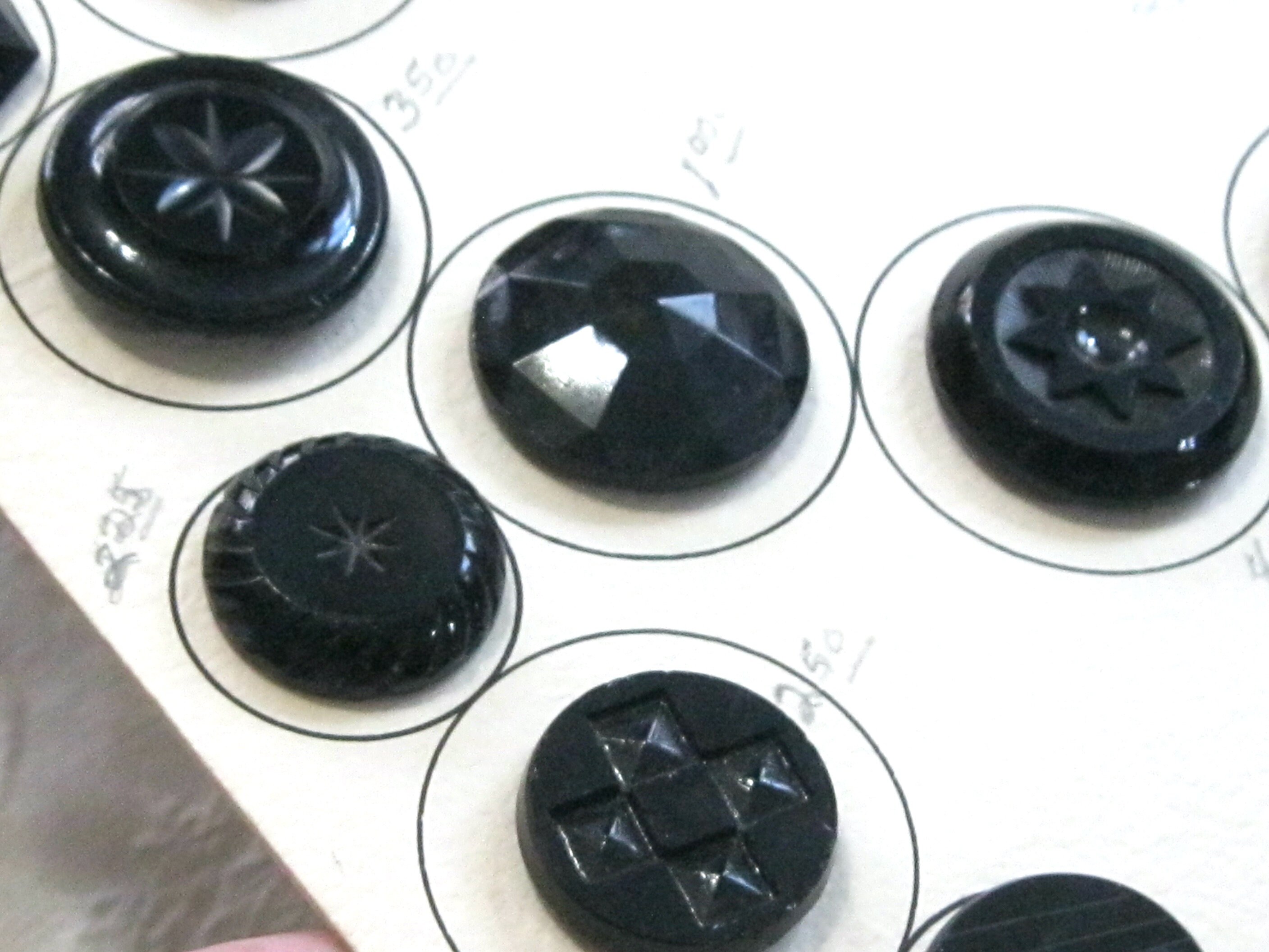Antique / Vintage Victorian Black Glass Button Display / Competition ...