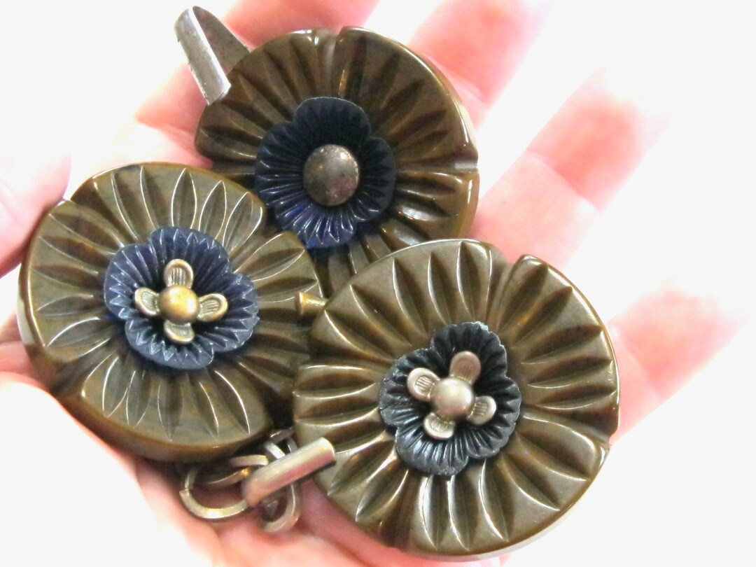 Vintage Carved Bakelite Cloak Fastener, Floral Hook Clasp Set - Etsy