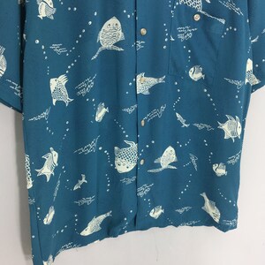 Vintage Fish Japanese Aloha Hawaiian Silk Shirt Large Hawaii Summer ...