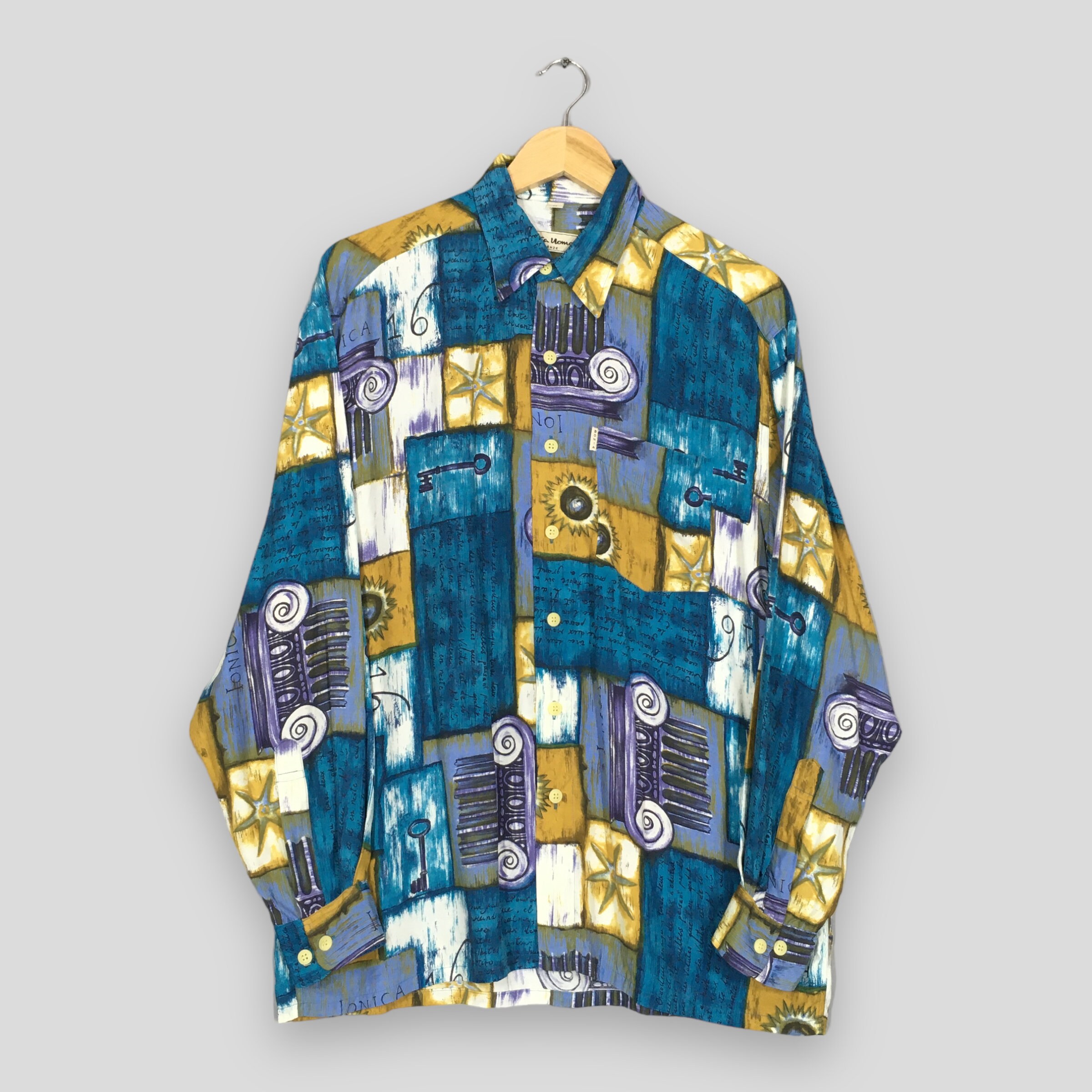 Vintage Bonia Uomo Firenze Paisley Pattern Shirt Large Novelty Baroque ...