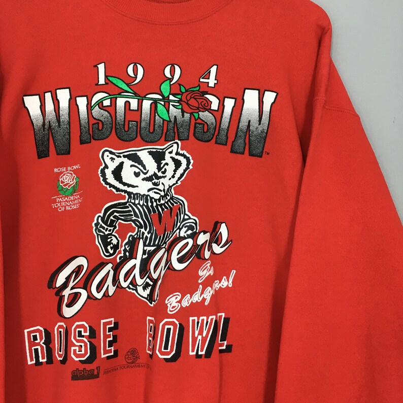 Vintage 90s Wisconsin Badgers NCAA Sweatshirt Large Wisconsin Badgers ...
