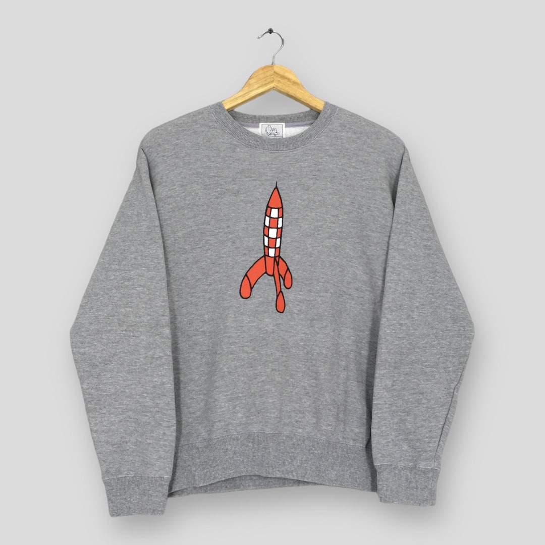 Vintage the Adventures of Tintin Cartoon Sweatshirt Medium Moon Rocket ...