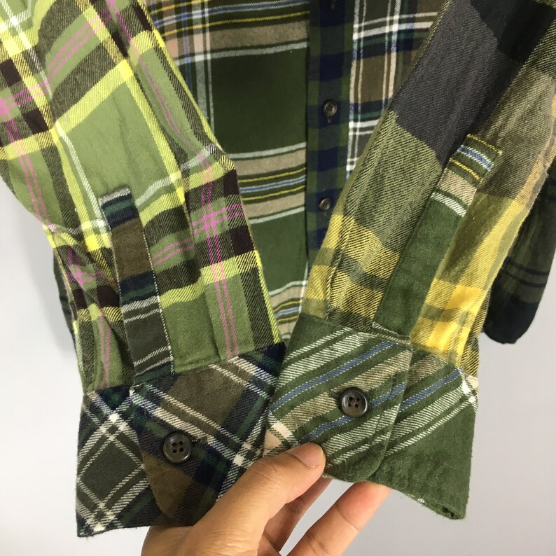 Vintage Patchwork Rebuild Checked Flannel Shirt Small Plaid Checkered ...