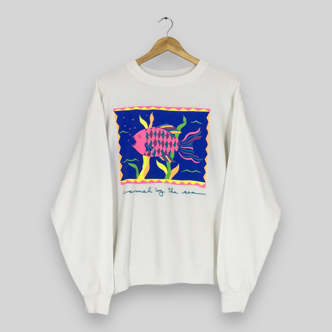 Vintage 90s Carmel by the Sea Fish Sweatshirt Large Multicolor Fish ...