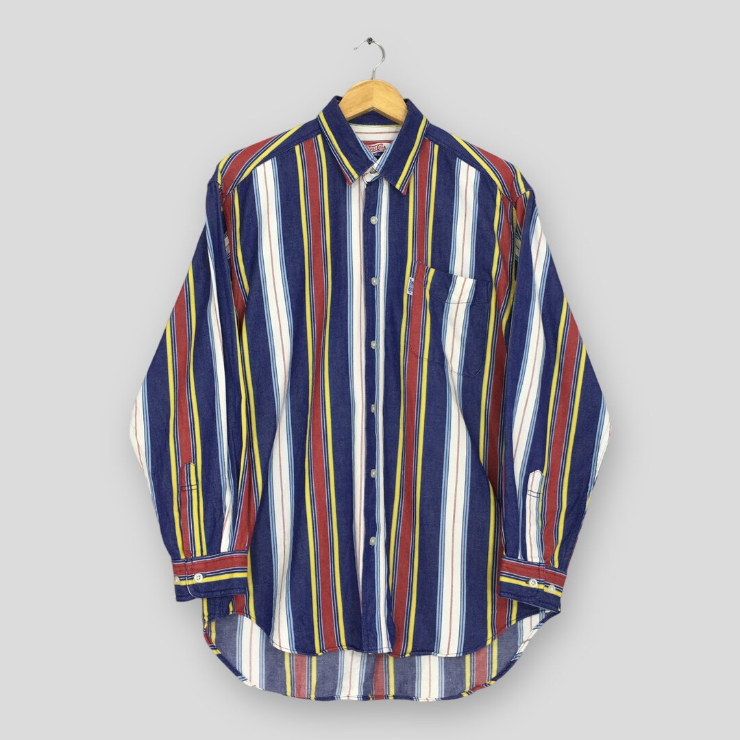 Vintage Pepsi Cola Vertical Stripes Flannel Shirt Medium Pepsi Cola ...