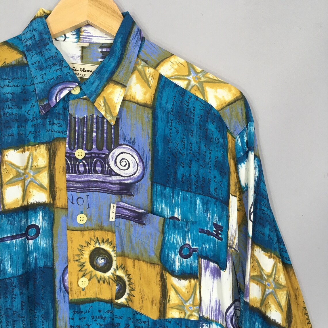 Vintage Bonia Uomo Firenze Paisley Pattern Shirt Large Novelty Baroque ...