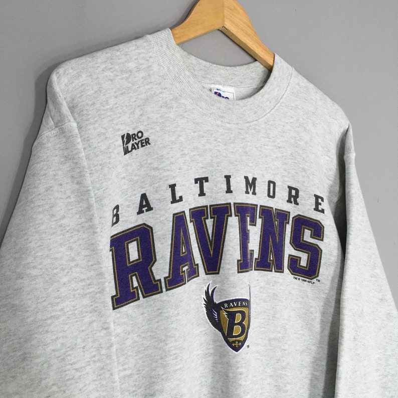 Vintage 90s Rare Baltimore Ravens NFL Sweatshirt Medium Pro Player ...