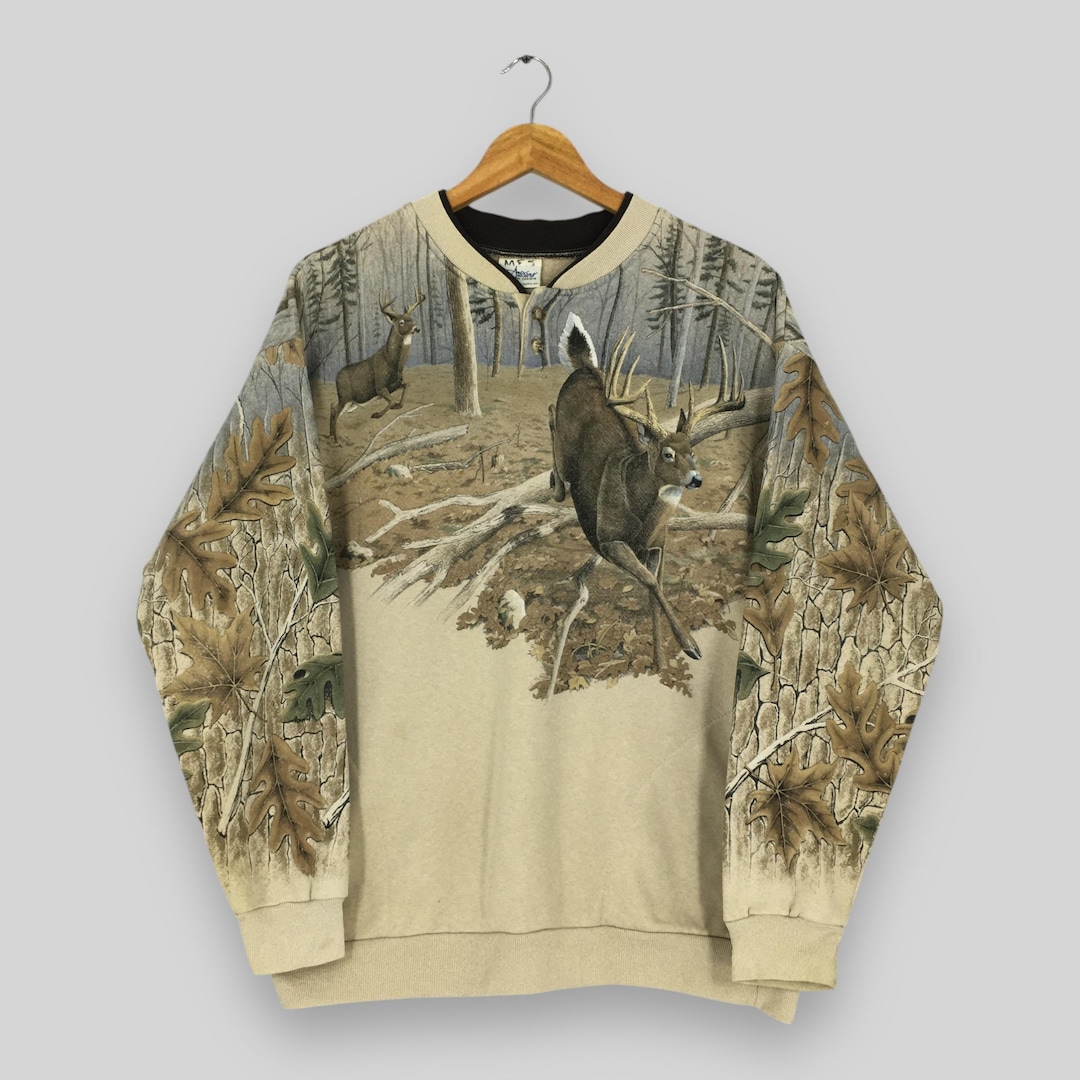 RARE Vintage Whitetail Deer Wildlife Sweatshirt Medium Elk Deer ...
