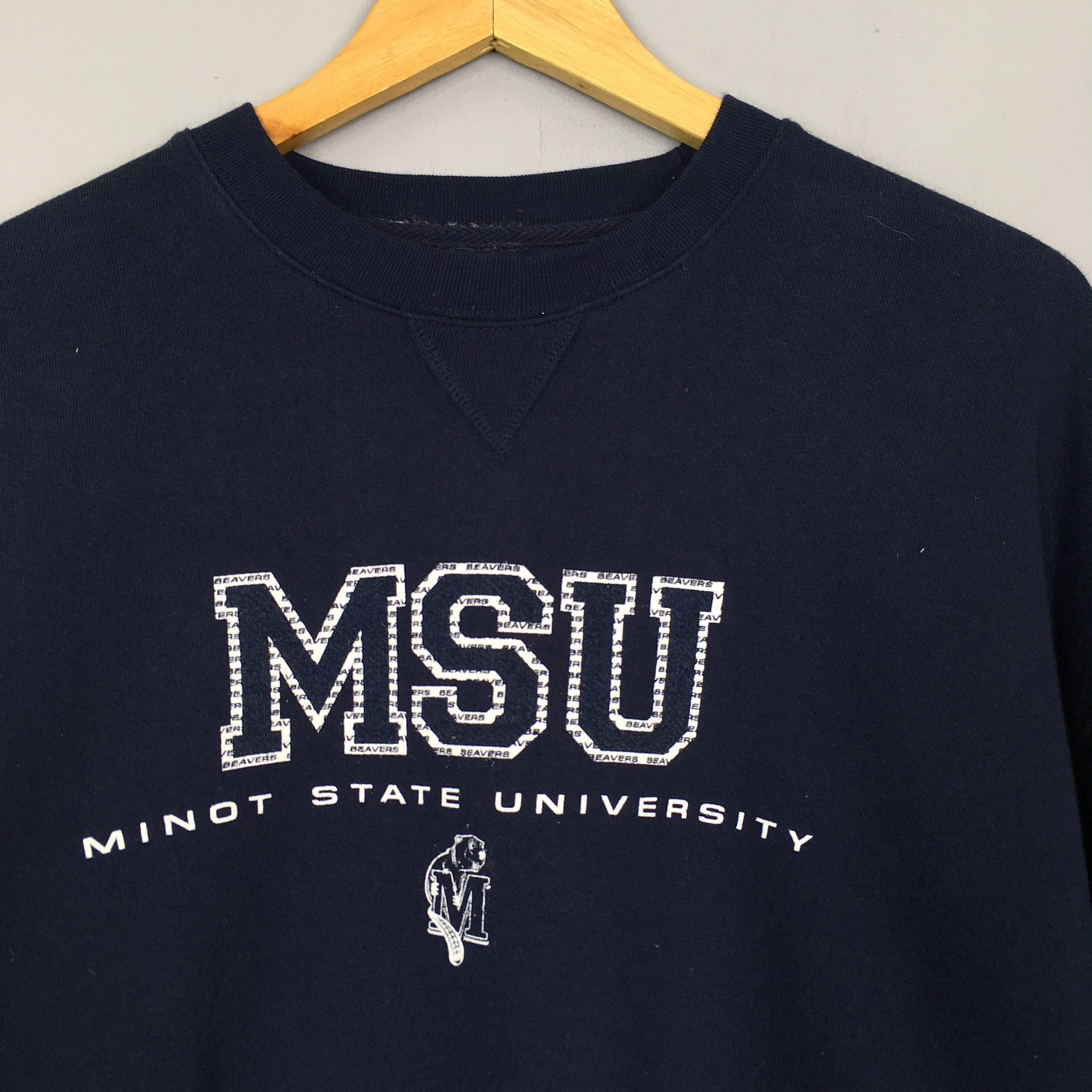 Vintage Minot State University Sweatshirt Large MSU Spell Out Printed ...