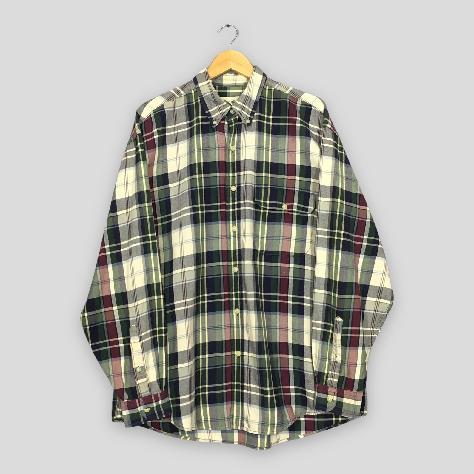 Vintage Eddie Bauer Plaid Checkered Flannel Shirt Large Eddie Bauer ...