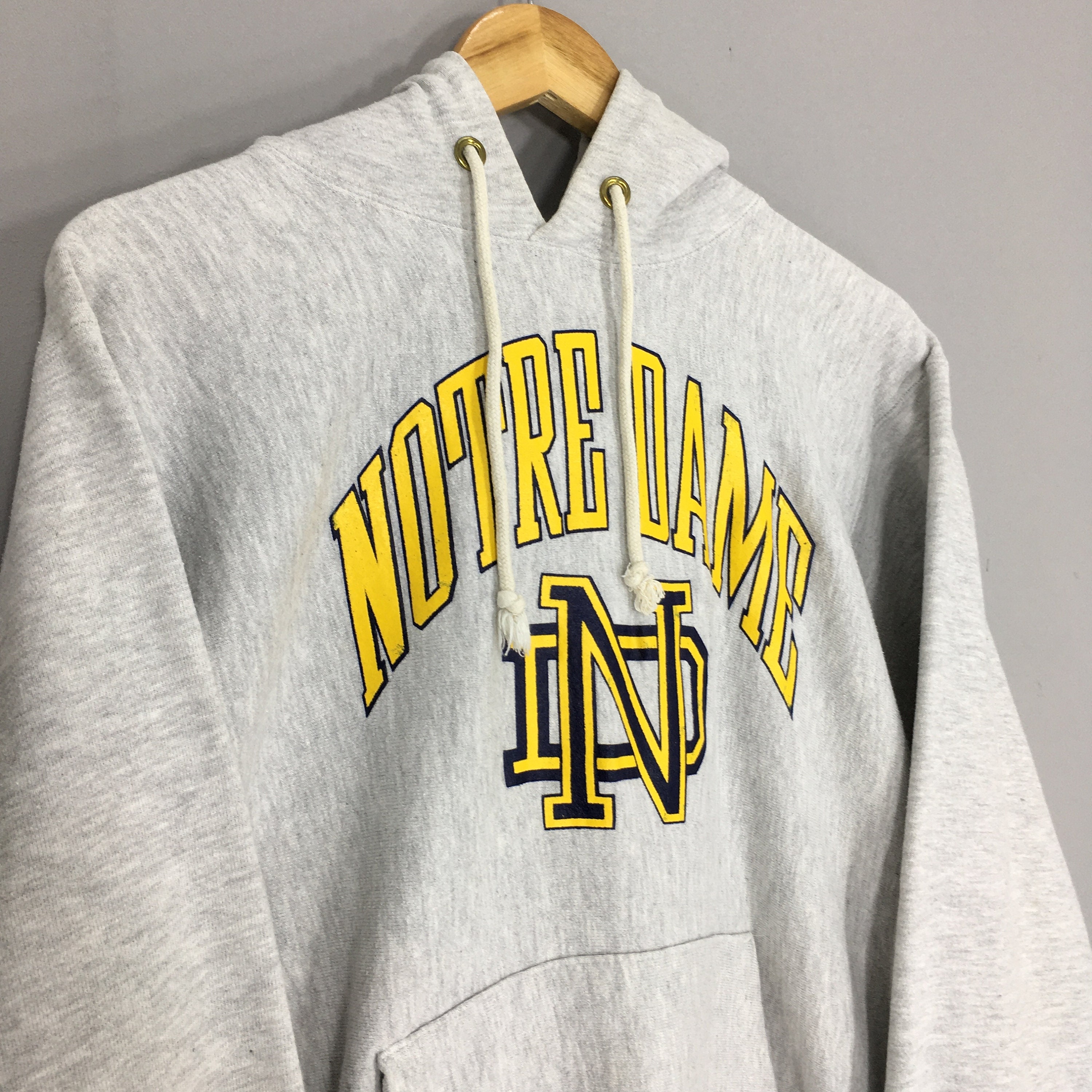 Vintage 90s Champion Notre Dame Hoodie Sweatshirt Large Notre Dame ...