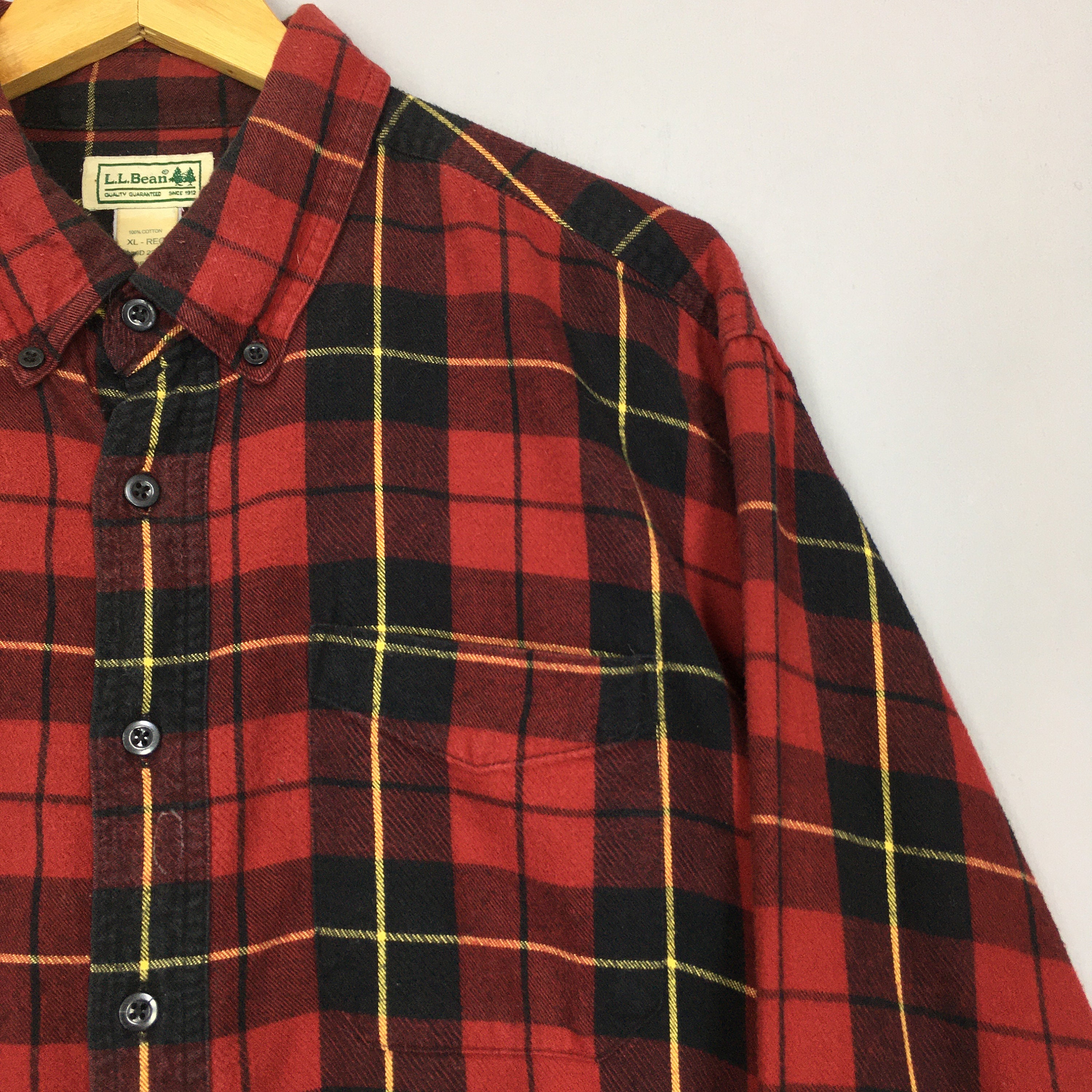 Vintage LL Bean Red Checkered Flannel Shirt Xlarge Ll Bean Usa Casual ...