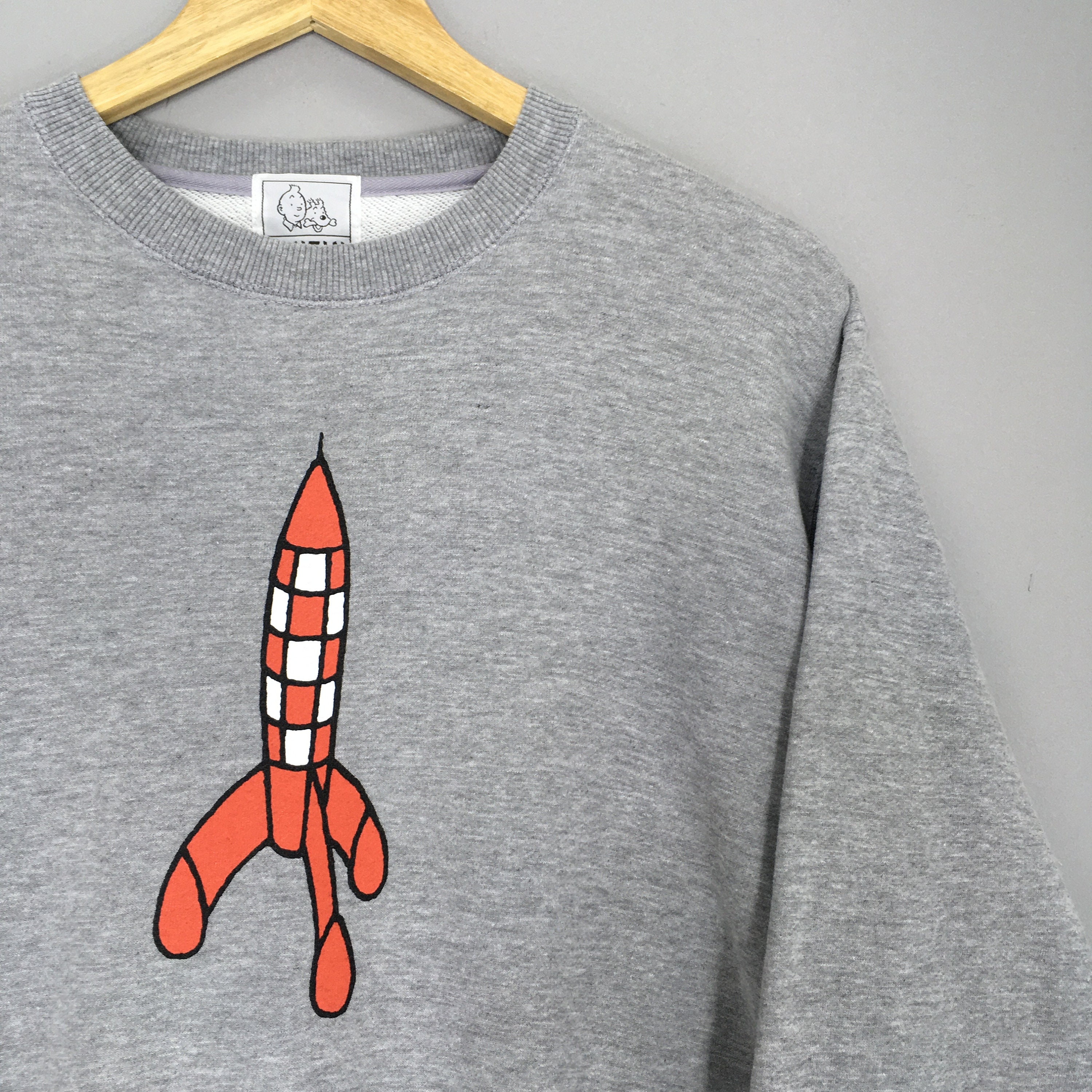 Vintage the Adventures of Tintin Cartoon Sweatshirt Medium Moon Rocket ...