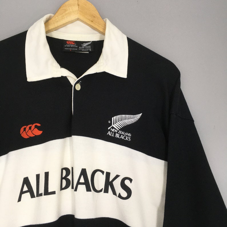 Vintage Canterbury of New Zealand All Blacks Polo Rugby Shirt Large Canterbury All Blacks ...