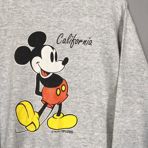 Vintage Micky Maus California Disney Sweatshirts GroBe Micky Maus California Pullover Walt Disney Mickey Cartoon Grau Rundhalsausschnitt GroBe L Etsy