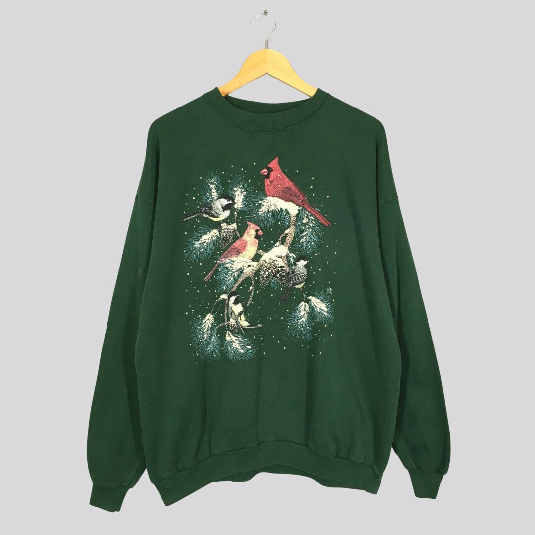 Vintage 90s Northern Cardinal Birds Sweatshirt Xlarge Red Cardinal ...