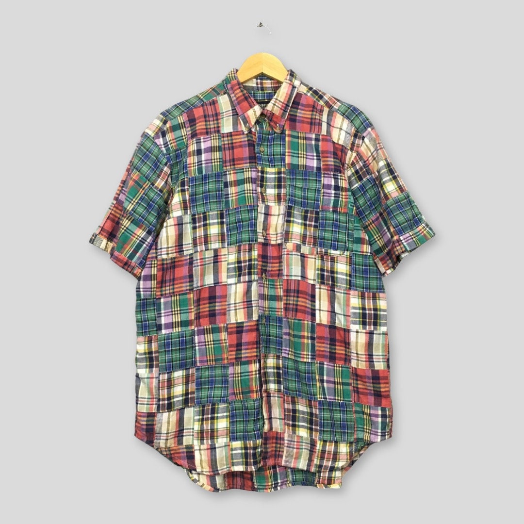 Vintage Patchwork Checkered Rebuild Flannel Shirt Large Checked Tartan ...