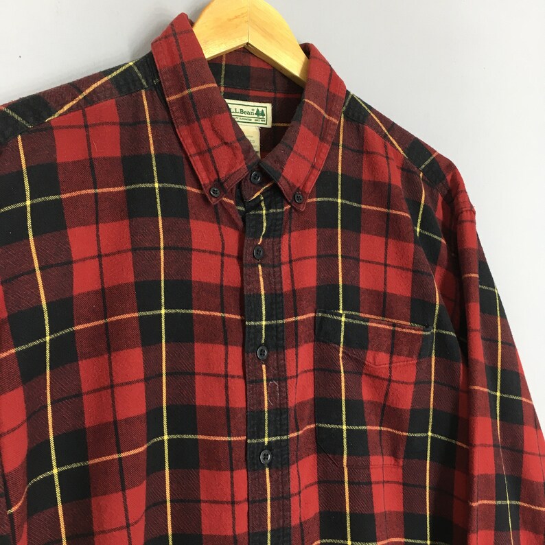 Vintage LL Bean Red Checkered Flannel Shirt Xlarge Ll Bean Usa Casual ...