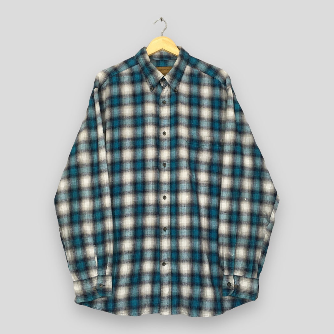 Vintage St John Bay Plaid Shadow Checked Flannel Shirt Xlarge Tartan ...