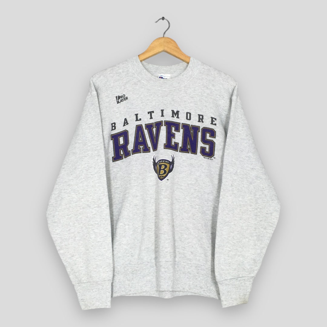 Vintage 90s Rare Baltimore Ravens NFL Sweatshirt Medium Pro Player ...