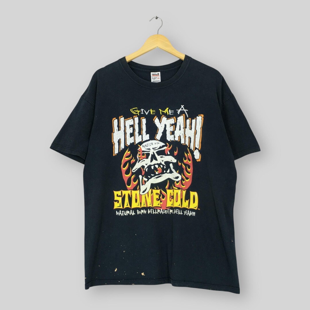 Vintage Y2K Stone Cold Steve Austin Wwf T Shirt Xlarge Stone Cold 'give Me A Hell Yeah!' Shirt ...