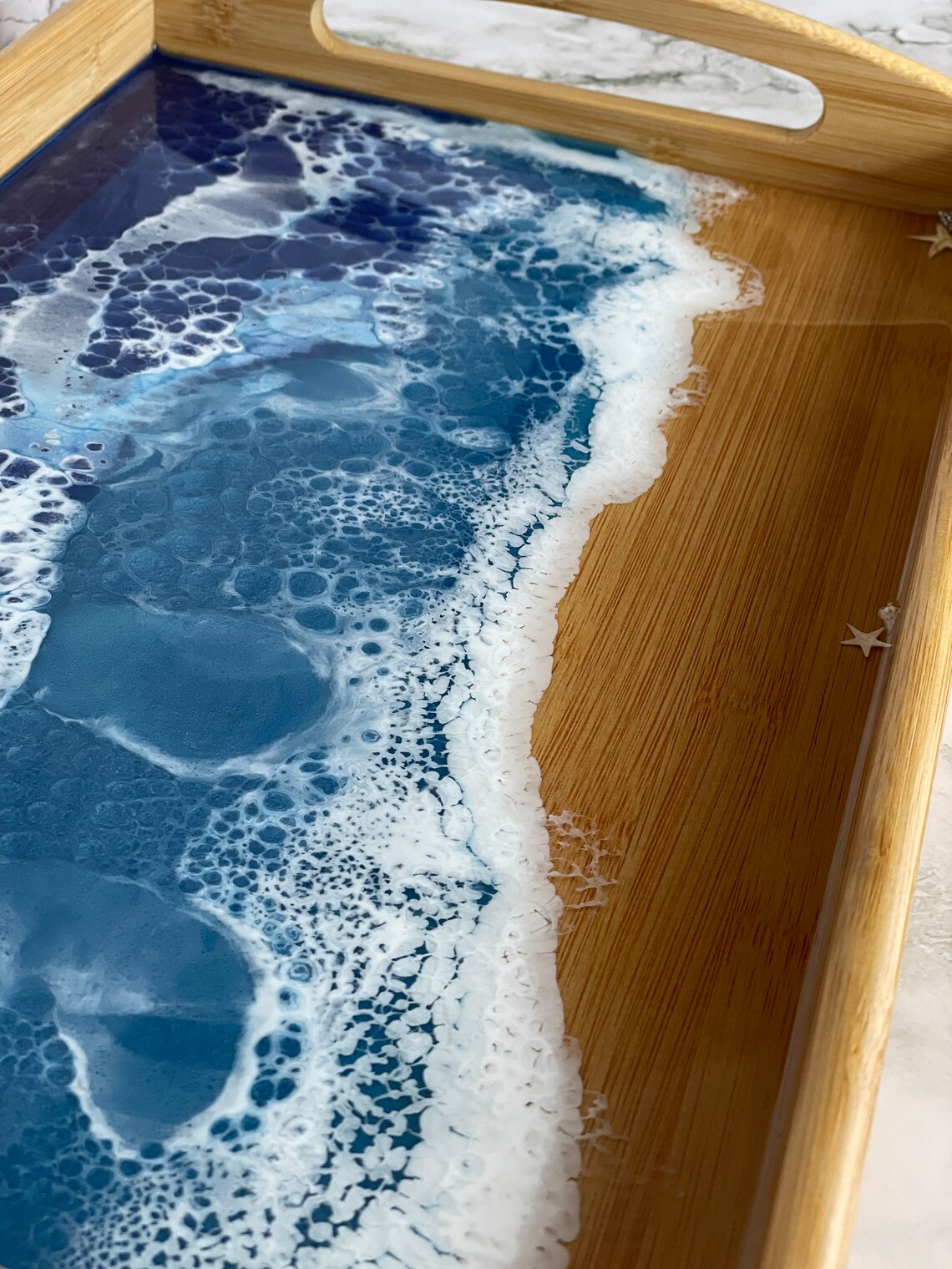Bamboo Ocean Tray Wooden Resin Tray Beautiful Ocean Tray - Etsy