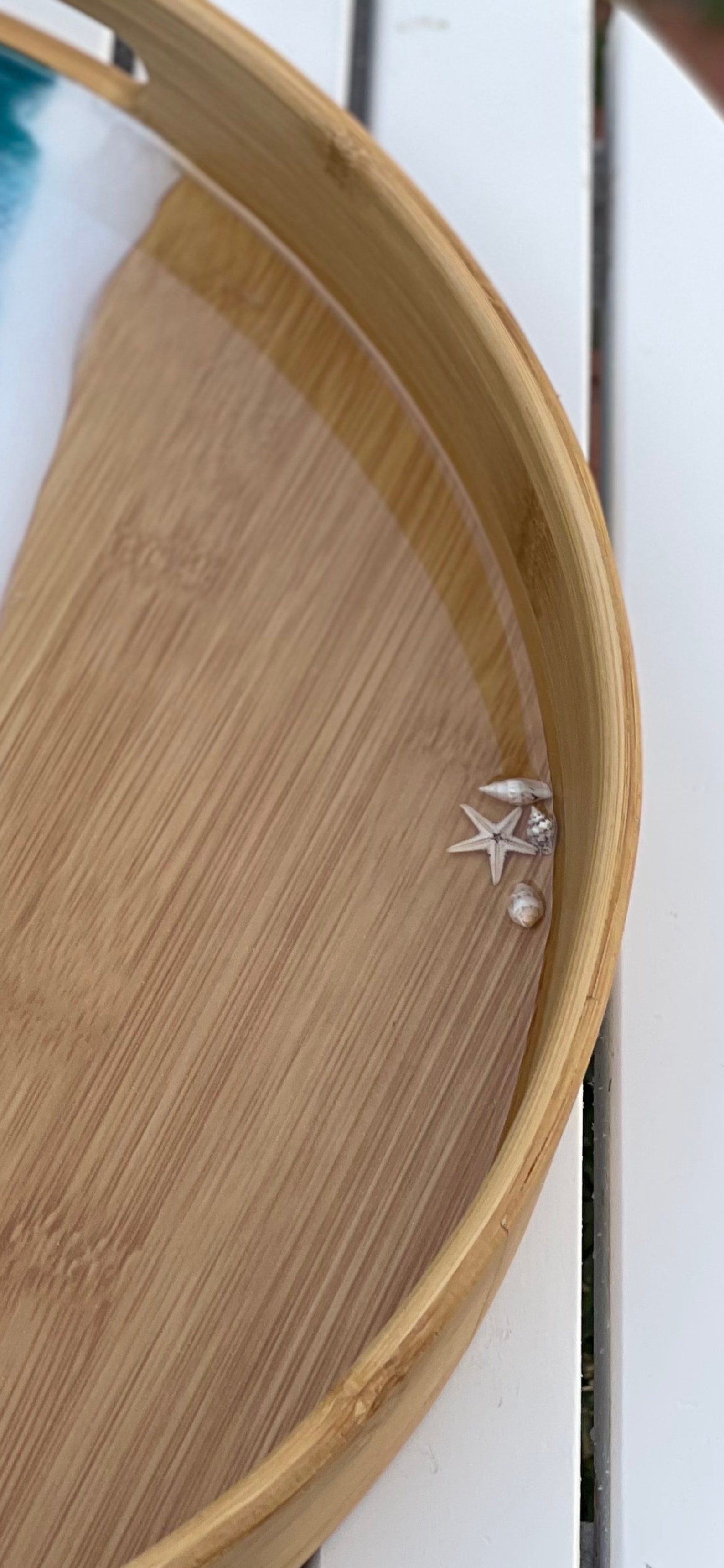 Wooden Round Ocean Tray, Resin Ocean Tray With Handles, Resin Ocean ...